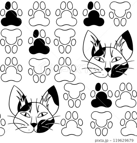 seamless pattern with cat masks for quadrober....のイラスト素材 [119629679 ...