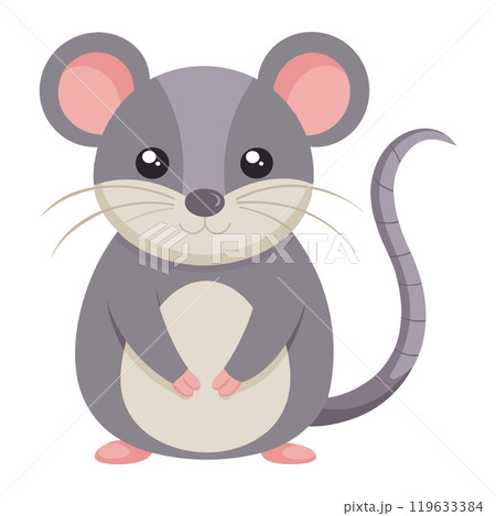 cute rat flat style isolated on white backgroundのイラスト素材 [119633384] - PIXTA