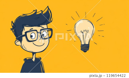Young student having a bright idea looking at...のイラスト素材 [119654422] - PIXTA