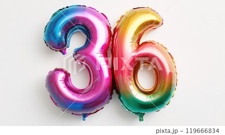Colorful Number 36 Balloon on White Backgroundのイラスト素材 [119666834] - PIXTA