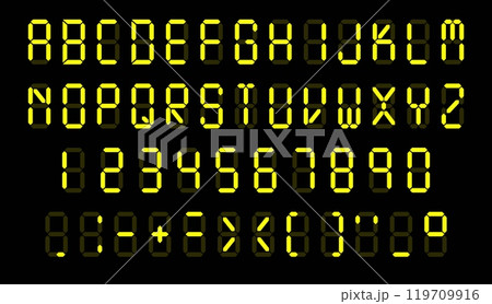 Digital fluorescent font. Display letters,...のイラスト素材 [119709916] - PIXTA
