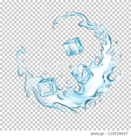 Expressive water splashing, ice cubes...のイラスト素材 [119729637] - PIXTA
