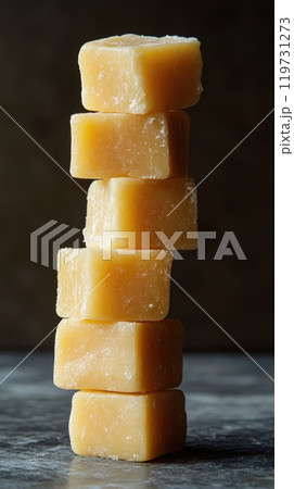 Perfectly Cut Sharp Cheese Cubes Stacked in...のイラスト素材 [119731273] - PIXTA