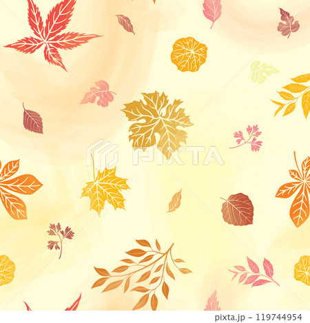 Autumn leaves seamless pattern. Flourish nature...のイラスト素材 [119744954 ...