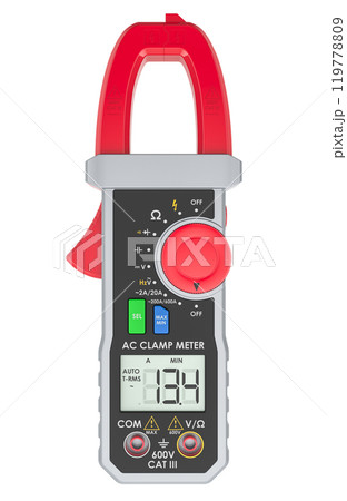 Digital Clamp Meter Multimeter, front view. 3D...のイラスト素材 [119778809 ...