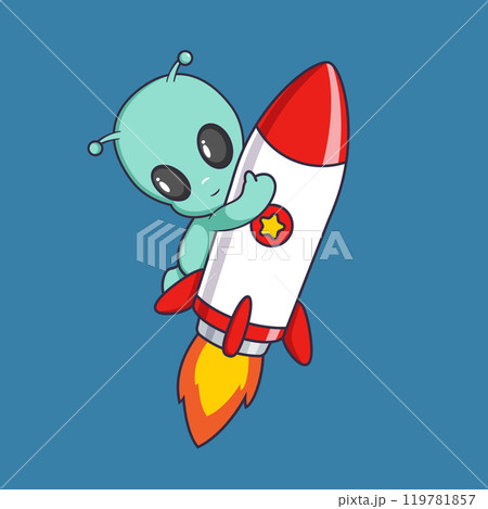 Cute Alien Riding Rocket Cartoon Vector Icon...のイラスト素材 [119781857] - PIXTA