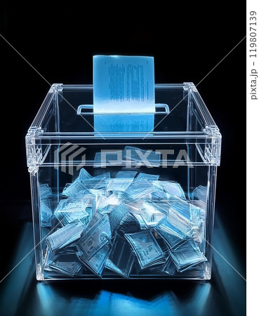 Transparent ballot box filled with money...のイラスト素材 [119807139] - PIXTA