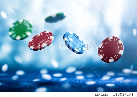 Casino chip isolated,fly on blue background....のイラスト素材 [119817171] - PIXTA
