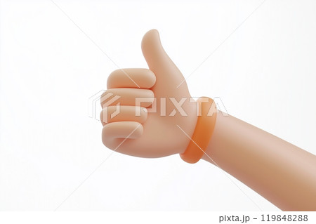3D thumbs up hand in soft colors with an orange...のイラスト素材 [119848288 ...