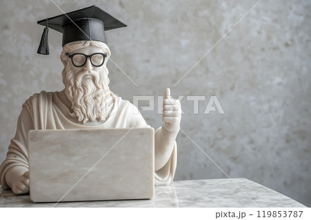 Classic sculpture thumbs up studying at the...のイラスト素材 [119853787] - PIXTA