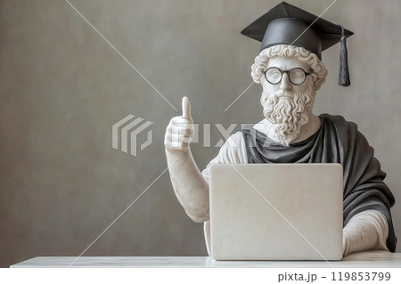 Classic sculpture thumbs up studying at the...のイラスト素材 [119853799] - PIXTA