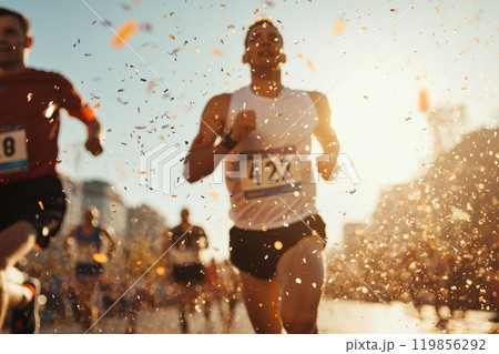 Dynamic Runner in Action During a Marathon Eventのイラスト素材 [119856292] - PIXTA