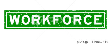 Grunge green workforce word square rubber seal...のイラスト素材 [119862519 ...