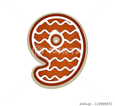 Christmas font, gingerbread cookie number 9...のイラスト素材 [119898972] - PIXTA
