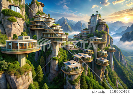 Mountain-Integrated Megastructuresのイラスト素材 [119902498] - PIXTA