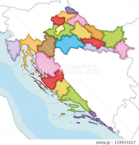 Vector illustrated regional blank map of...のイラスト素材 [119915817] - PIXTA