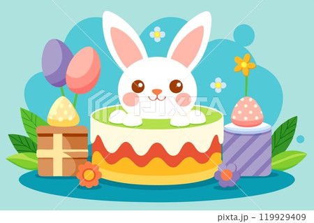 Wonderful white rabbit bunny with sweets,...のイラスト素材 [119929409] - PIXTA
