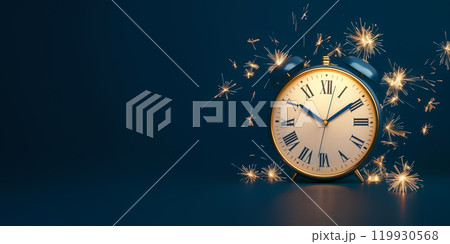 Vintage alarm clock with roman numerals and...のイラスト素材 [119930568] - PIXTA