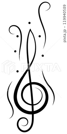 Music design. Treble clef, circles and curls....のイラスト素材 [119940589] - PIXTA