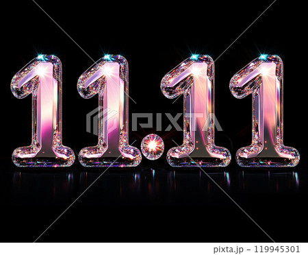1111 letters on black background. Cristal...のイラスト素材 [119945301] - PIXTA