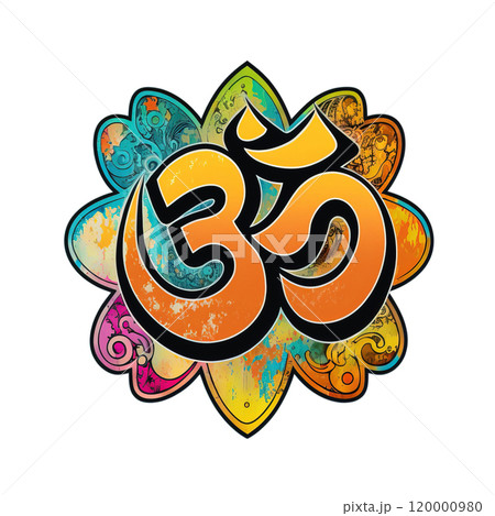 Stylish OM sign isolated on white backgroundのイラスト素材 [120000980] - PIXTA