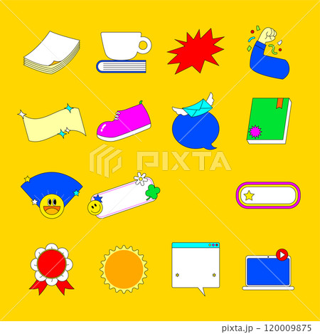 Stationery stickers using trending buzzwordsのイラスト素材 [120009875] - PIXTA