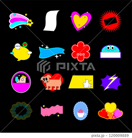 Stationery stickers using trending buzzwordsのイラスト素材 [120009889] - PIXTA