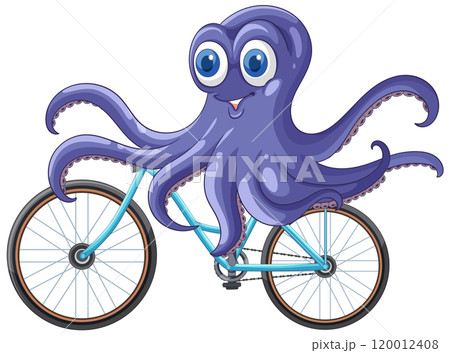 Octopus Riding a Bicycle Adventureのイラスト素材 [120012408] - PIXTA