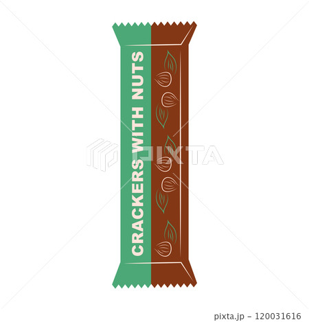 Crackers with nuts in package in flat design....のイラスト素材 [120031616] - PIXTA