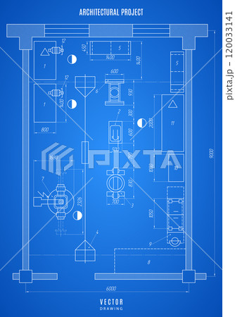 technical drawing of blueprint an architectural...のイラスト素材 [120033141 ...