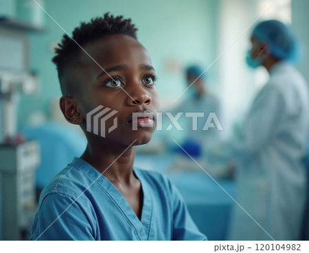 Confused child in hospital.のイラスト素材 [120104982] - PIXTA