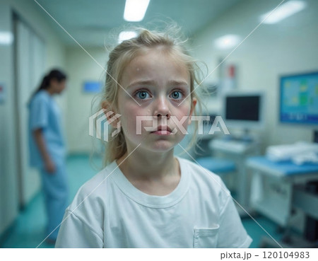 A confused girl in the hospital.のイラスト素材 [120104983] - PIXTA