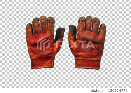 Vintage leather work gloves with worn texture...のイラスト素材 [120114772] - PIXTA