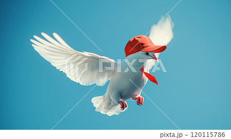 A dove of peace wearing a bright red baseball...のイラスト素材 [120115786] - PIXTA