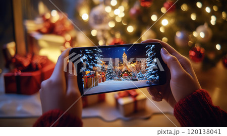 Augmented reality christmas card scan with...のイラスト素材 [120138041] - PIXTA