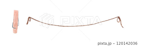 Jute rope stretched between two pegs, a string...のイラスト素材 [120142036 ...