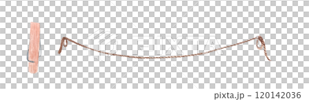 Jute rope stretched between two pegs, a string...-插圖素材 [120142036 ...