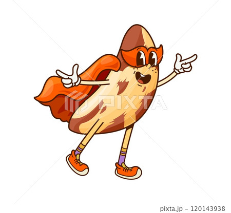 Groovy brazil nut superhero character in orange...のイラスト素材 [120143938 ...