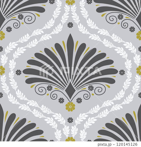 Seamless pattern with dark gray anthemion...のイラスト素材 [120145126] - PIXTA