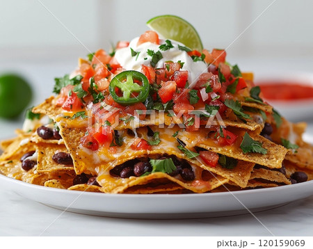 delicious arrangement classic American nachos...のイラスト素材 [120159069] - PIXTA