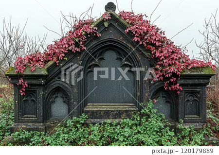 gothic granite headstone features arched top...のイラスト素材 [120179889] - PIXTA