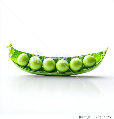 Fresh Green Peas in Open Pod Isolated on White...のイラスト素材 [120185265 ...