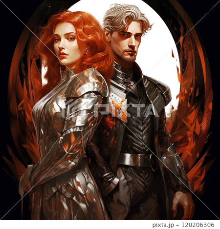 Epic fantasy artwork featuring a fierce warrior...のイラスト素材 [120206306 ...
