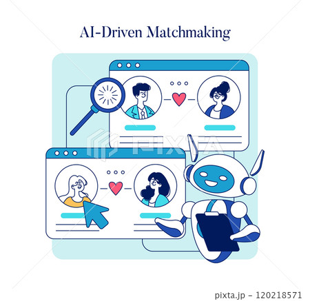Online Dating concept. AI technology...のイラスト素材 [120218571] - PIXTA
