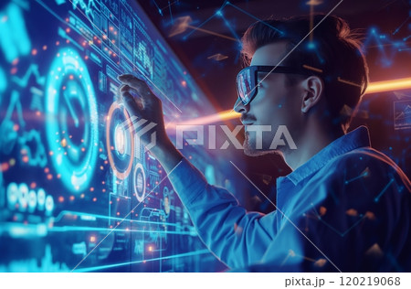 Software engineer working with futuristic...のイラスト素材 [120219068] - PIXTA