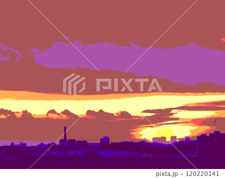 Silhouette of a big city with high-rise...のイラスト素材 [120220141] - PIXTA