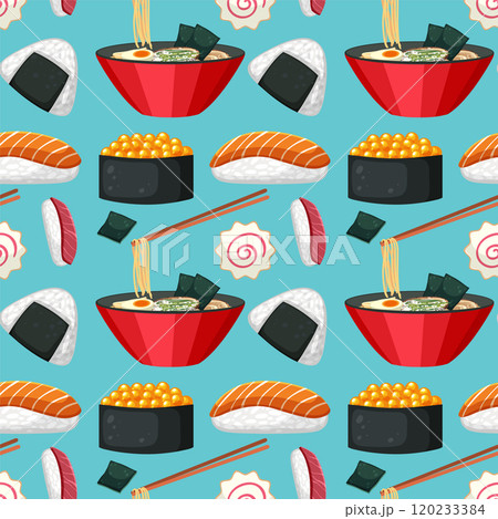 Seamless Japanese Food Patternのイラスト素材 [120233384] - PIXTA