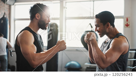 Boxing, man and personal trainer in gym with...の写真素材 [120256243] - PIXTA