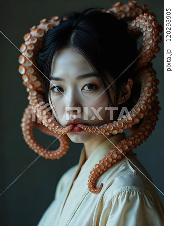 Girl with octopus tentacles.のイラスト素材 [120298905] - PIXTA