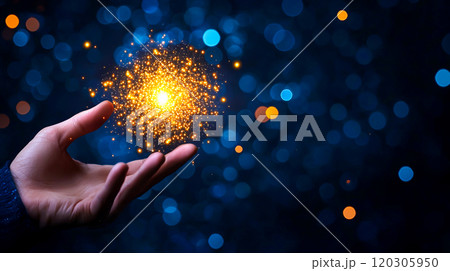 Spark of Light in an Open Handのイラスト素材 [120305950] - PIXTA